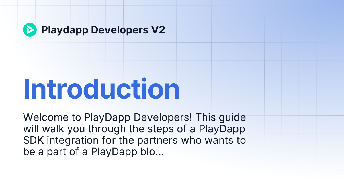 Introduction | Playdapp Developers V2